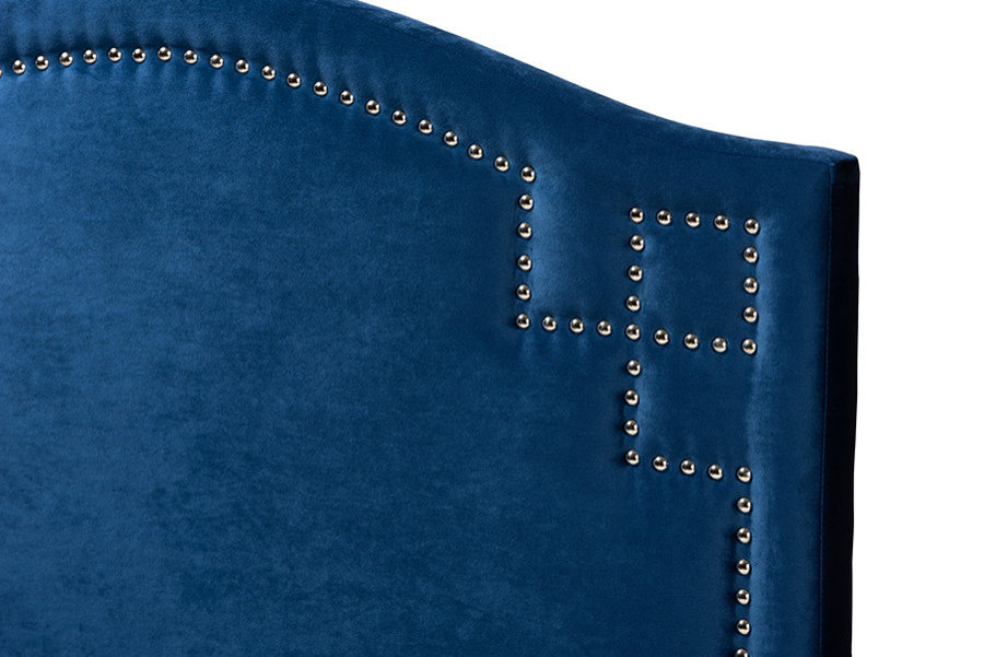 Aubrey Royal Blue Velvet Fabric Upholstered Twin Size Headboard ...