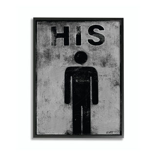 Stupell Industries His Distressed Bathroom Sign, 11"x14" - Farmhouse ...