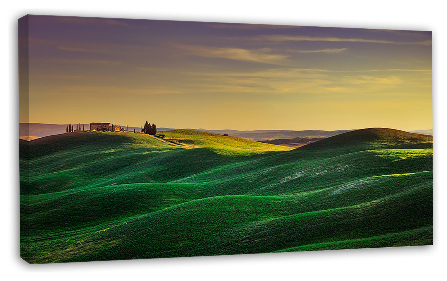 Green Rolling Hils in Crete Senesi, Landscape Canvas Wall Art, 32"x16 ...