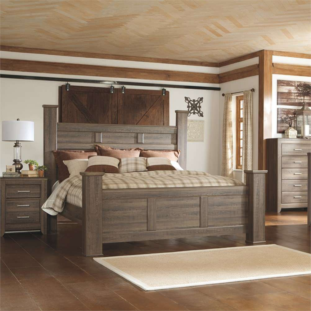 Signature Design by Ashley Juararo Poster Queen Bed in Dark Brown - Transitional - Panel Beds ...