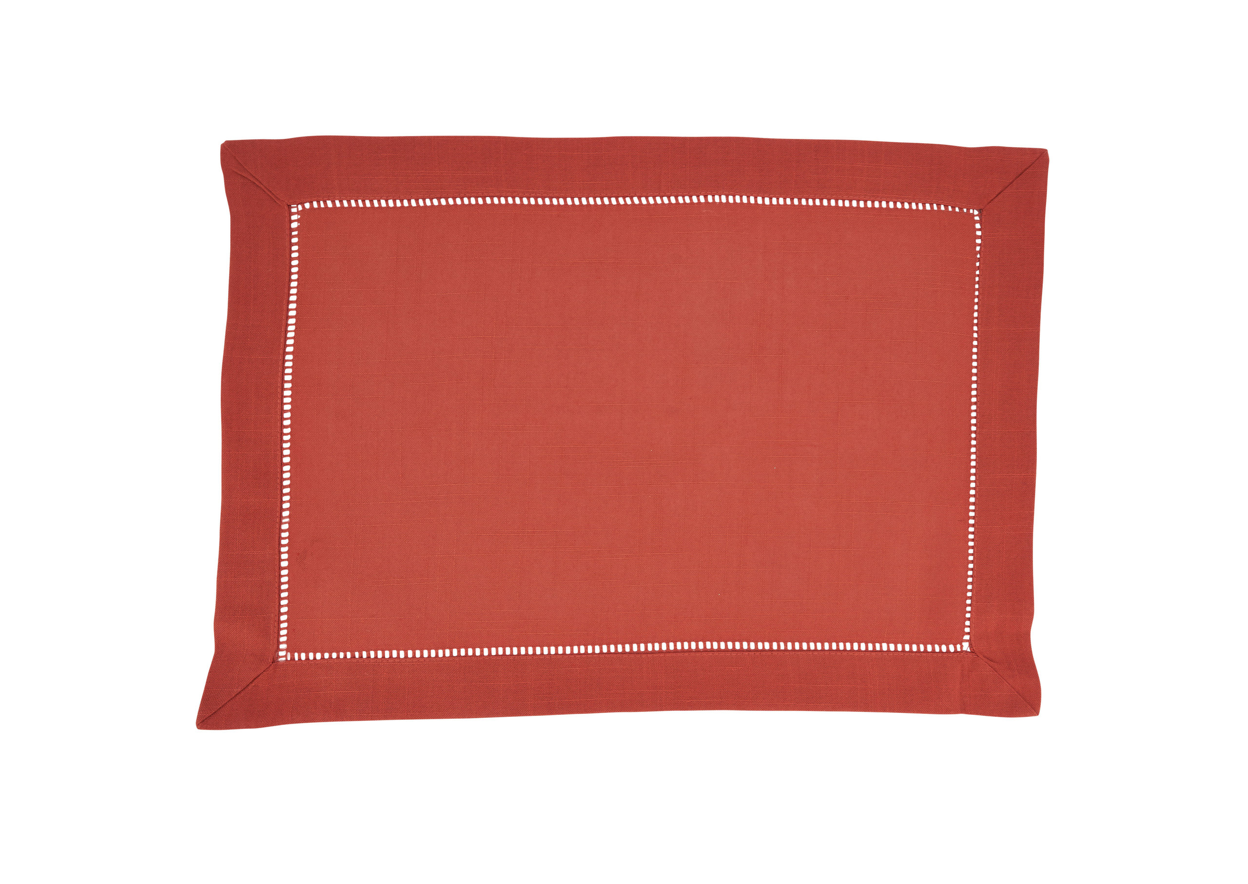 Hemstitched Border Design Table Mats (Set of 12),Terracotta, 14"x20 ...