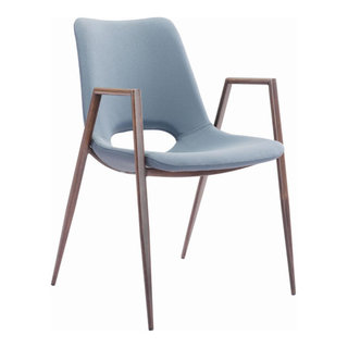 Set of 2 Faux Leather Bucket Dining Chairs with Keyhole Back & Walnut ...