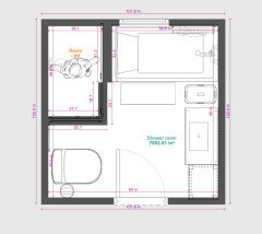 8x8 bathroom layout with tub and shower