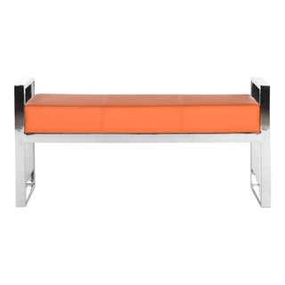 Mattie Bench, Orange - Contemporary - Upholstered Benches - by Rustic ...