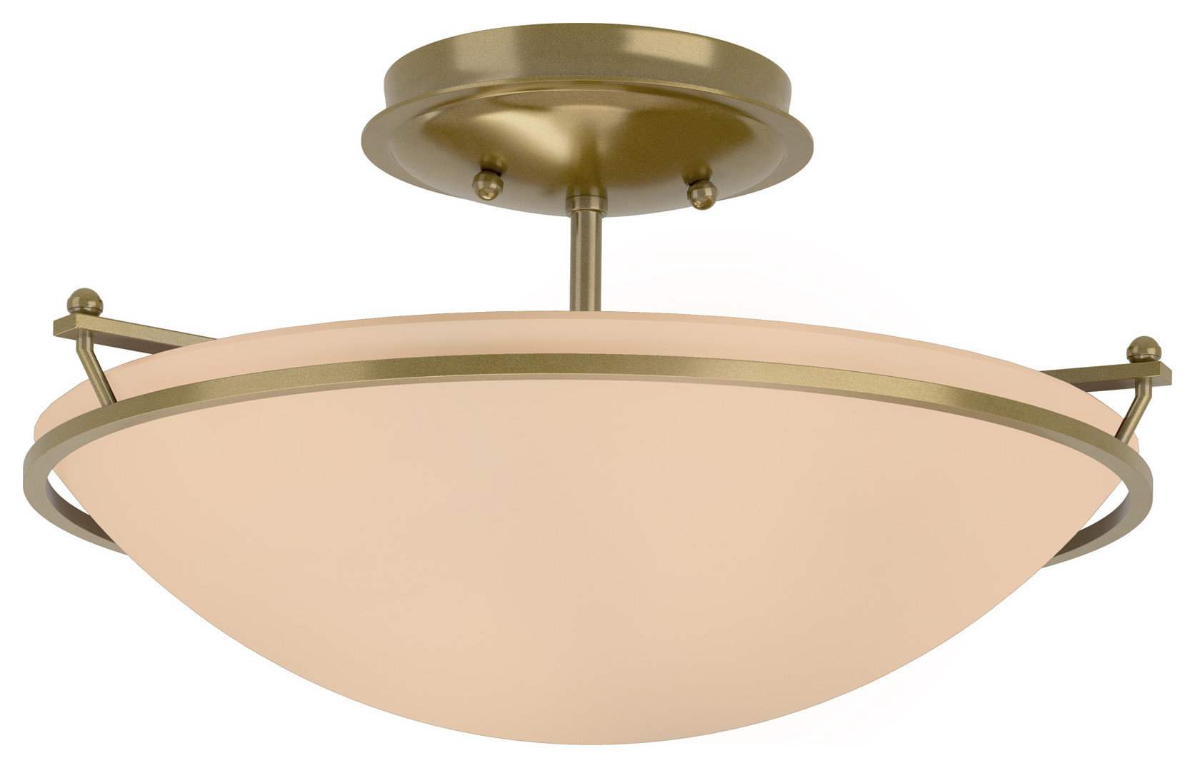 Plain Small Semi-Flush, Modern Brass, Sand Glass - Transitional - Flush ...