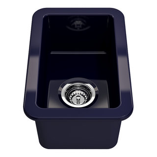 Sotto Dual-mount Fireclay 12" Single Bowl Bar Sink with Strainer ...