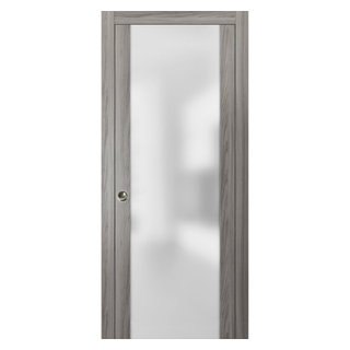 Pocket Door & Glass | Planum 4114 Ginger Ash | Frames Kit Pulls, 30" x ...