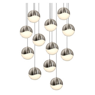 Grapes Architectural 12-Light Round Large LED Pendant, Satin Nickel ...