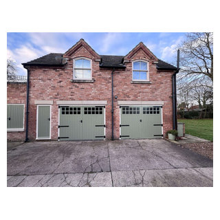 New Light Green Garage Doors, Side Doors and Window Shutters ...