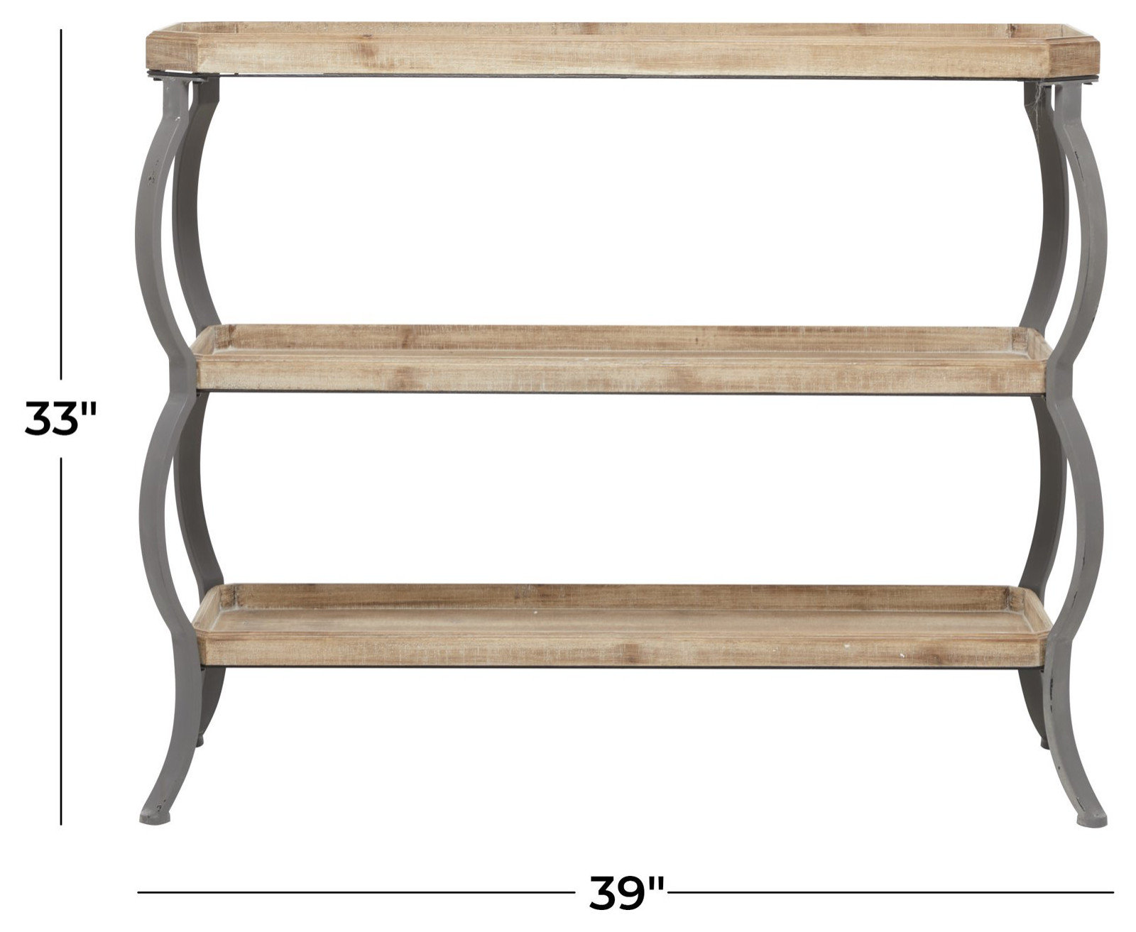 Rustic Console Table, Curved Gray Metal Legs With Tray Like Brown Top ...