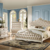 Acme Chantelle Queen Bed with Button Tufted Panels, Pearl White 23540Q ...