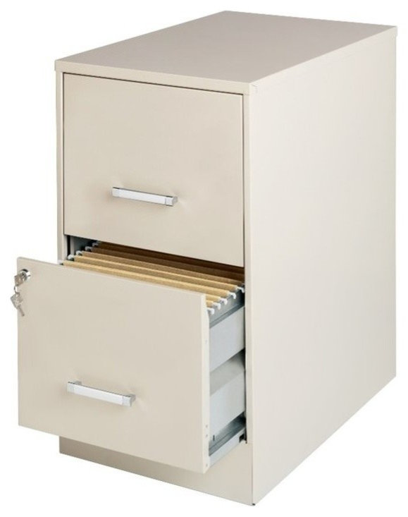 Scranton & Co 22" 2-Drawer Modern Metal File Cabinet in Ivory ...