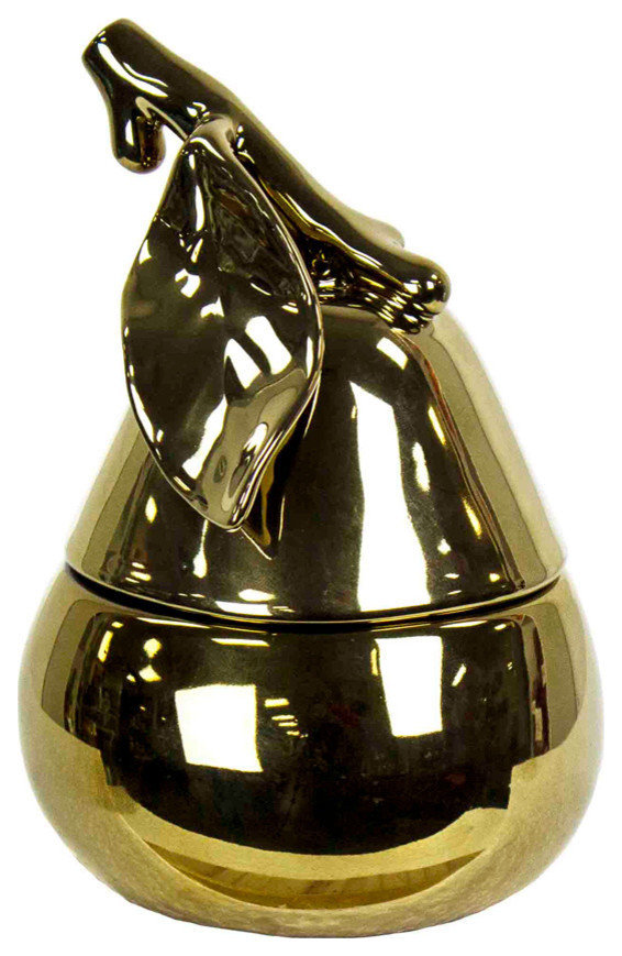 Sagebrook Home 4" Decorative Ceramic Pear Box, Bronze - Contemporary ...
