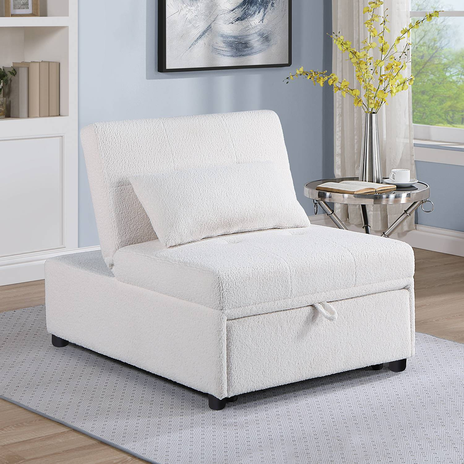 Sherpa Fabric Upholstered Sleeper Sofa Chair - Transitional - Sleeper ...