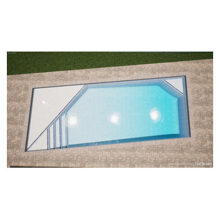 The Villages Parallelogram Pool with bold angled steps - Contemporary ...
