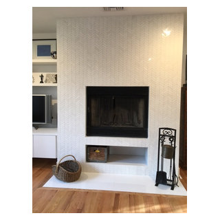 Chevron Pattern Fireplace Area - Modern - Living Room - New York - by ...