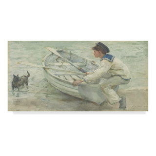 Henry Scott Tuke 'Preparing To Launch, 1903' Canvas Art, 12"x24 ...
