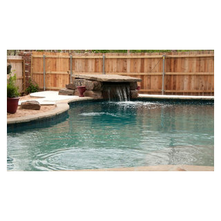Custom Pool with Combination Rock Waterfall/Jump Boulder - Rustic ...