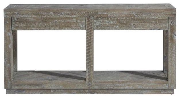 Large Console Table, Herringbone Patterned Acacia Wood Frame, Rustic ...