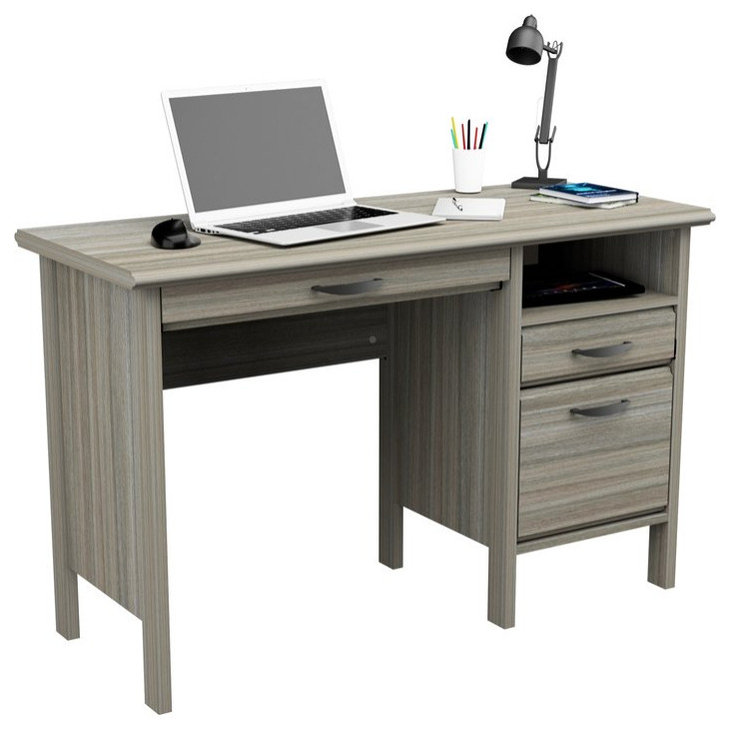 Inval America 2-Drawer Engineered Wood Computer Desk in Gray Smoke Oak ...