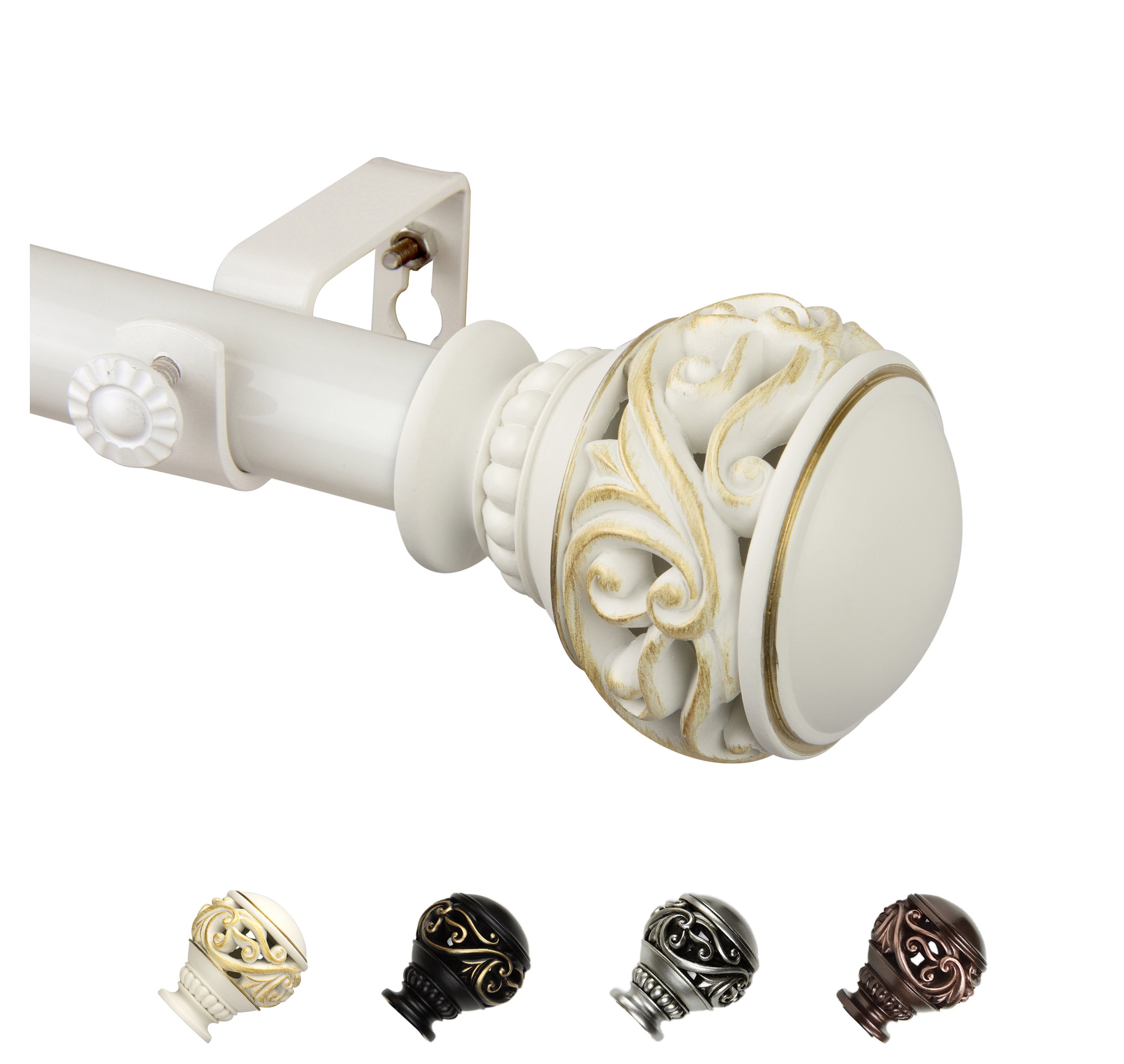 Claudia 1" Curtain Rod, 28-48" - French Country - Curtain Rods - by Rod ...