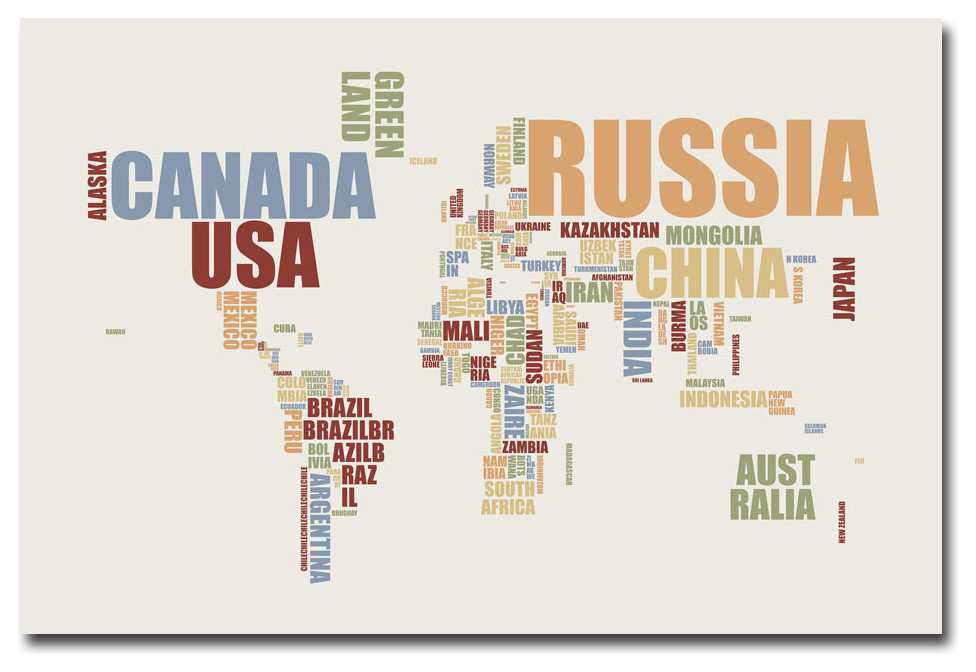 'World Text Map' Canvas Art by Michael Tompsett, 16" x 24 ...