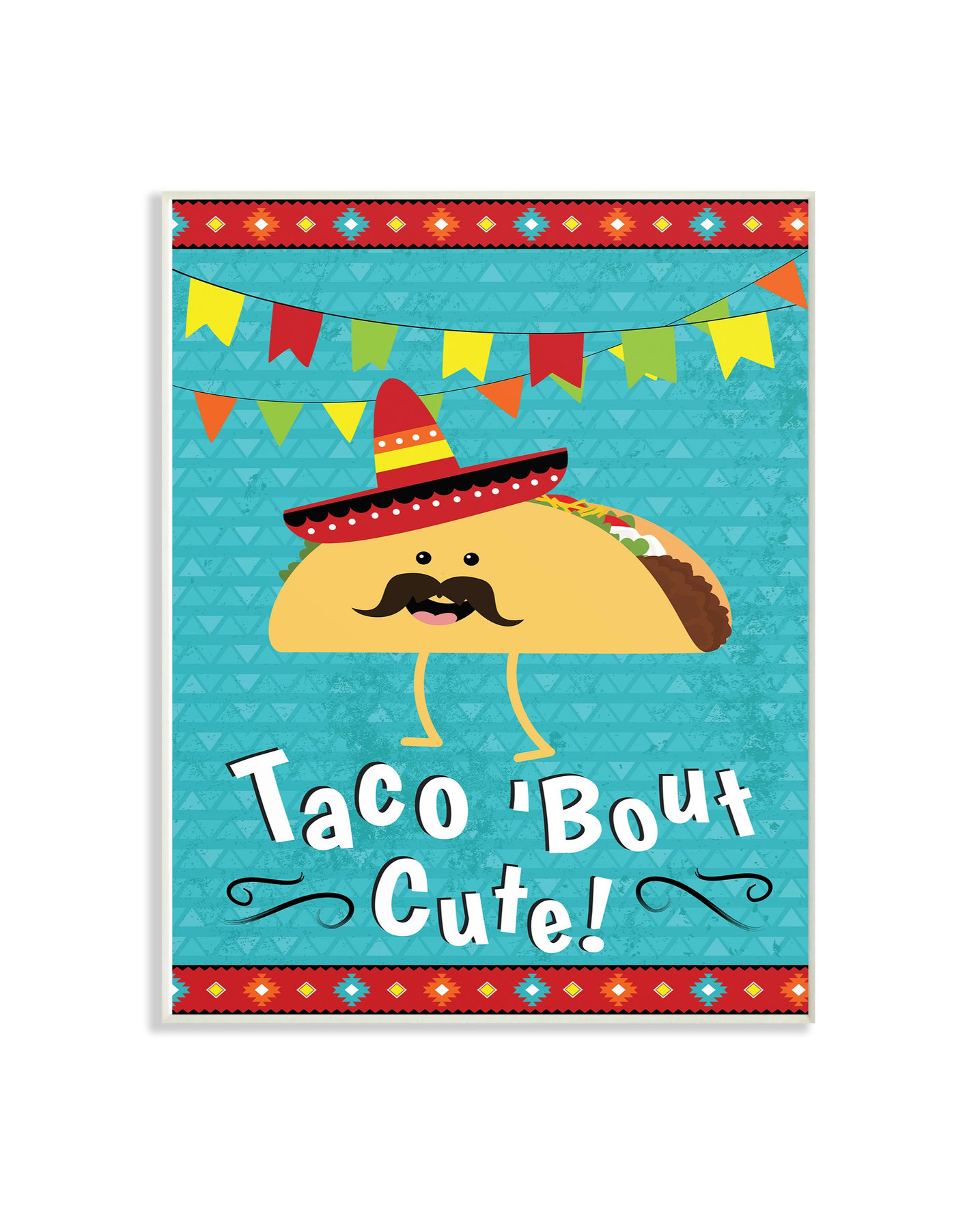 Taco Bout Cute Cartoon With Mustache Framed Giclee Texturized Art, 13 ...