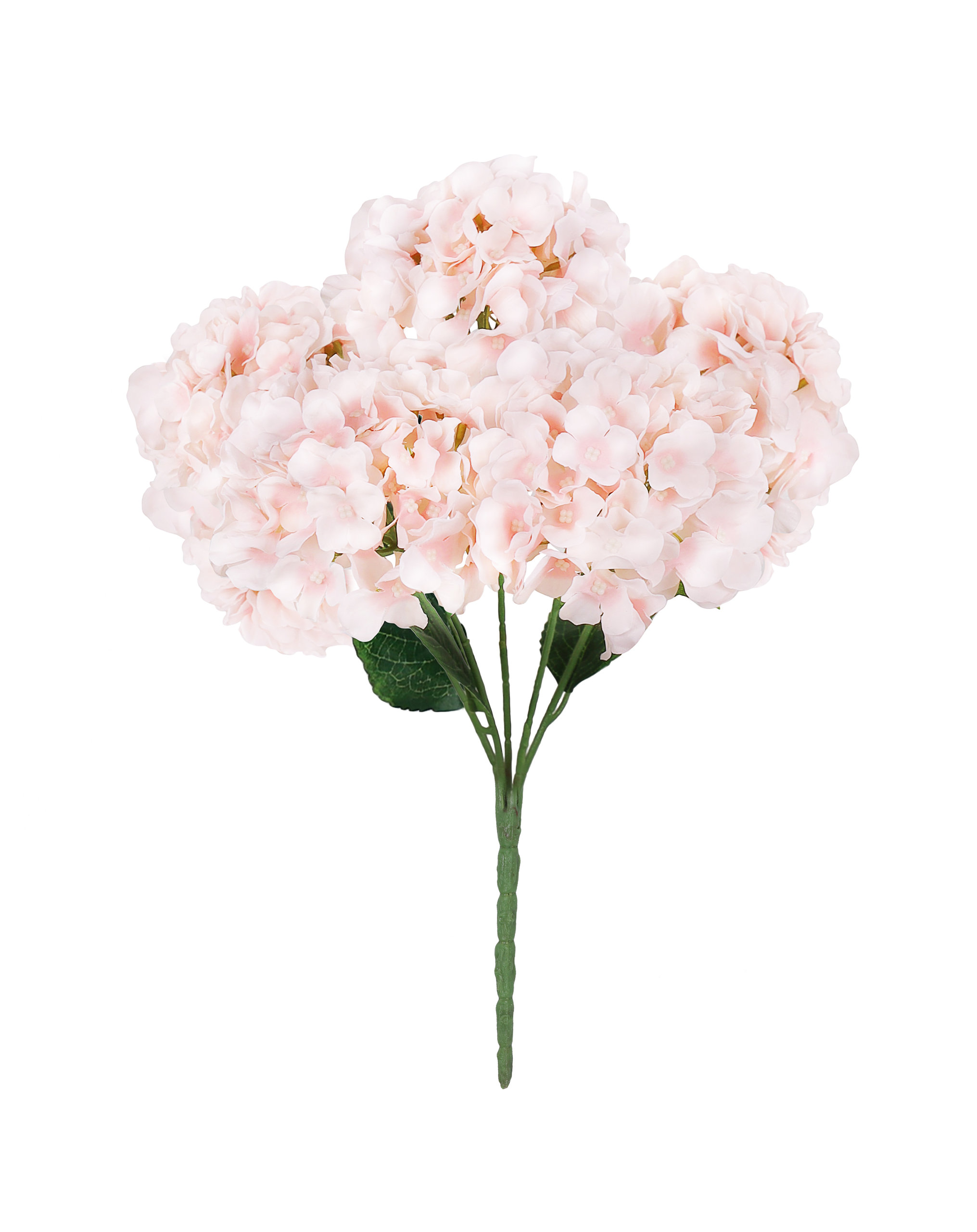 Set of 2 Deluxe Blush Pink Artificial Hydrangea Flower Stem Bush ...
