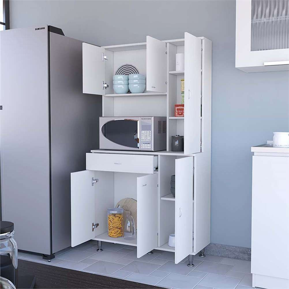 FM FURNITURE Venice 90 Pantry Cabinet with Six Doors Engineered Wood ...