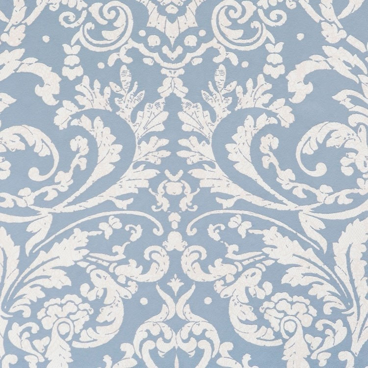 Luscious Powder Blue Ornamental Wallpaper, Sample - Transitional ...