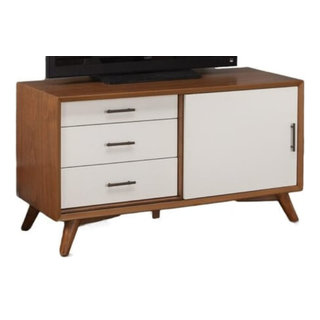 Flynn Small TV Console, Acorn/White - Midcentury - Entertainment ...