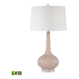 Abbey Lane Ceramic LED Table Lamp, Pastel Pink - Transitional - Table ...