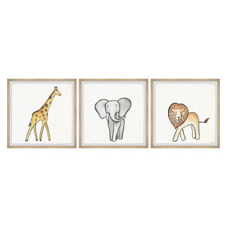 African Safari Animals Triptych, 96"x32" - Contemporary - Wall Accents ...