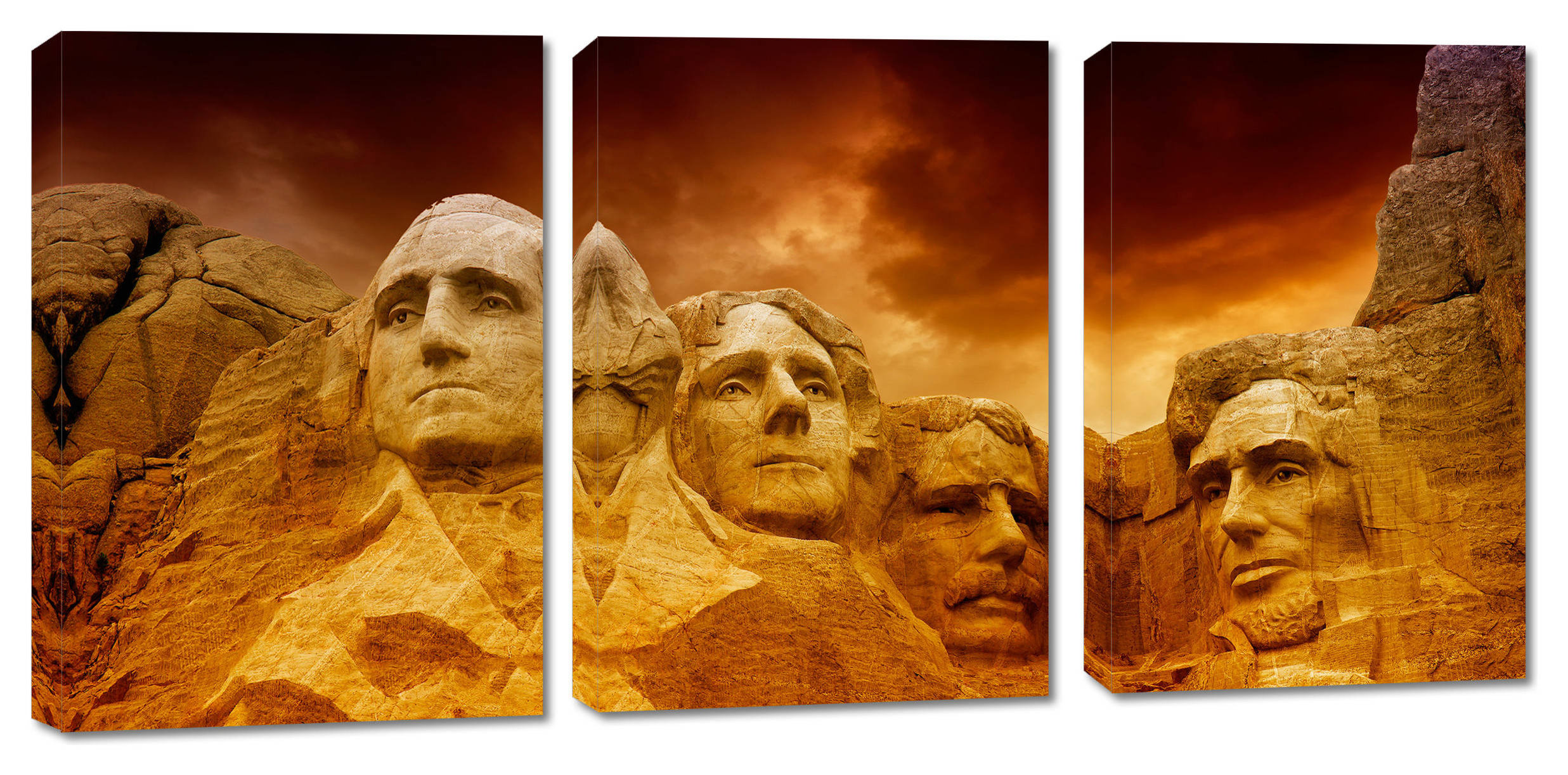 Mount Rushmore Monument Canvas Print, 3 Panel Split, Triptych Wall Art ...