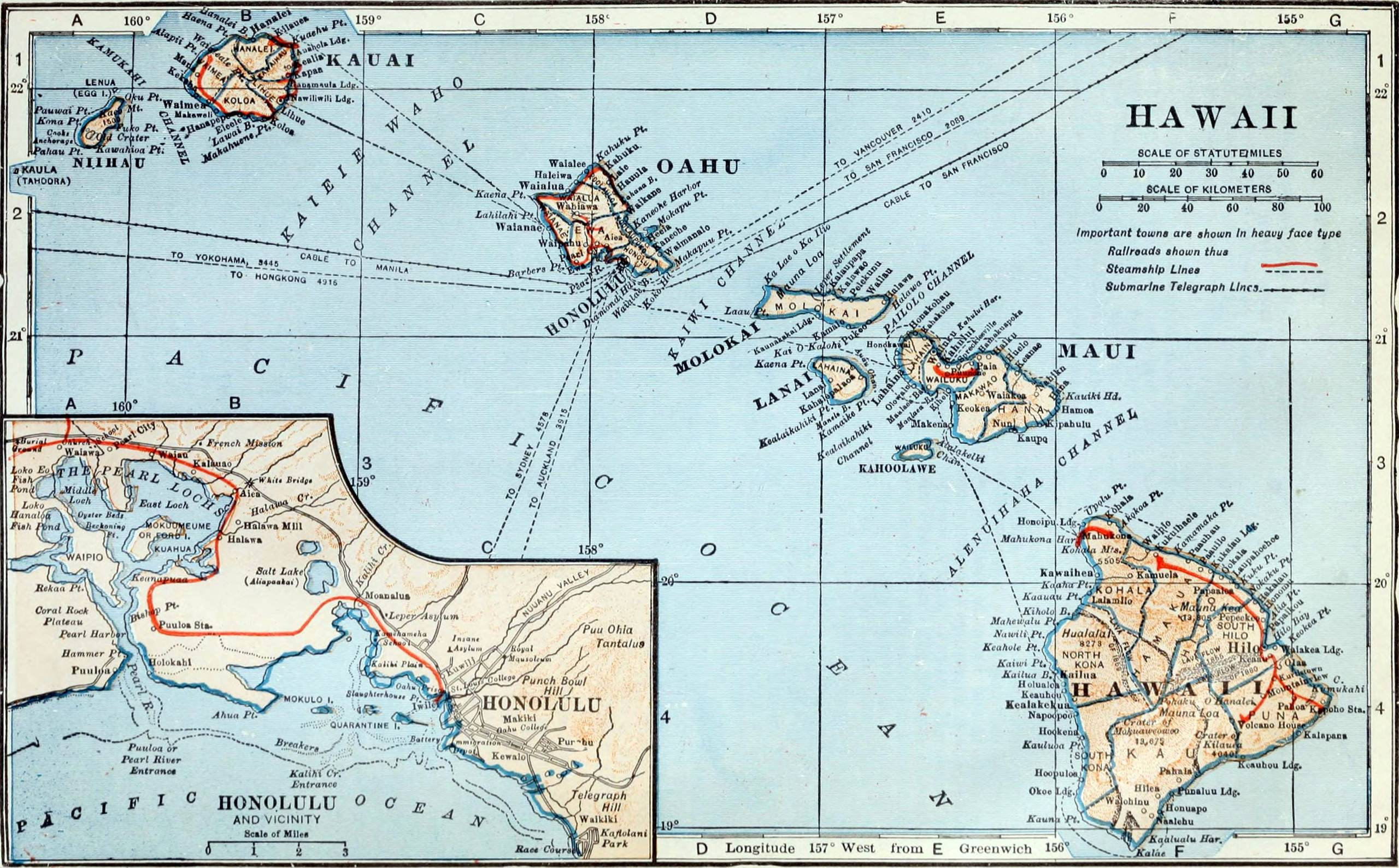 Map of Hawaii, 1921, Peel & Stick Removable Wall Decal, 23"x33 ...
