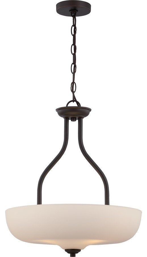 Nuvo Kirk 3-Light Pendant With Etched Opal Glass, Mahogany Bronze, 62 ...