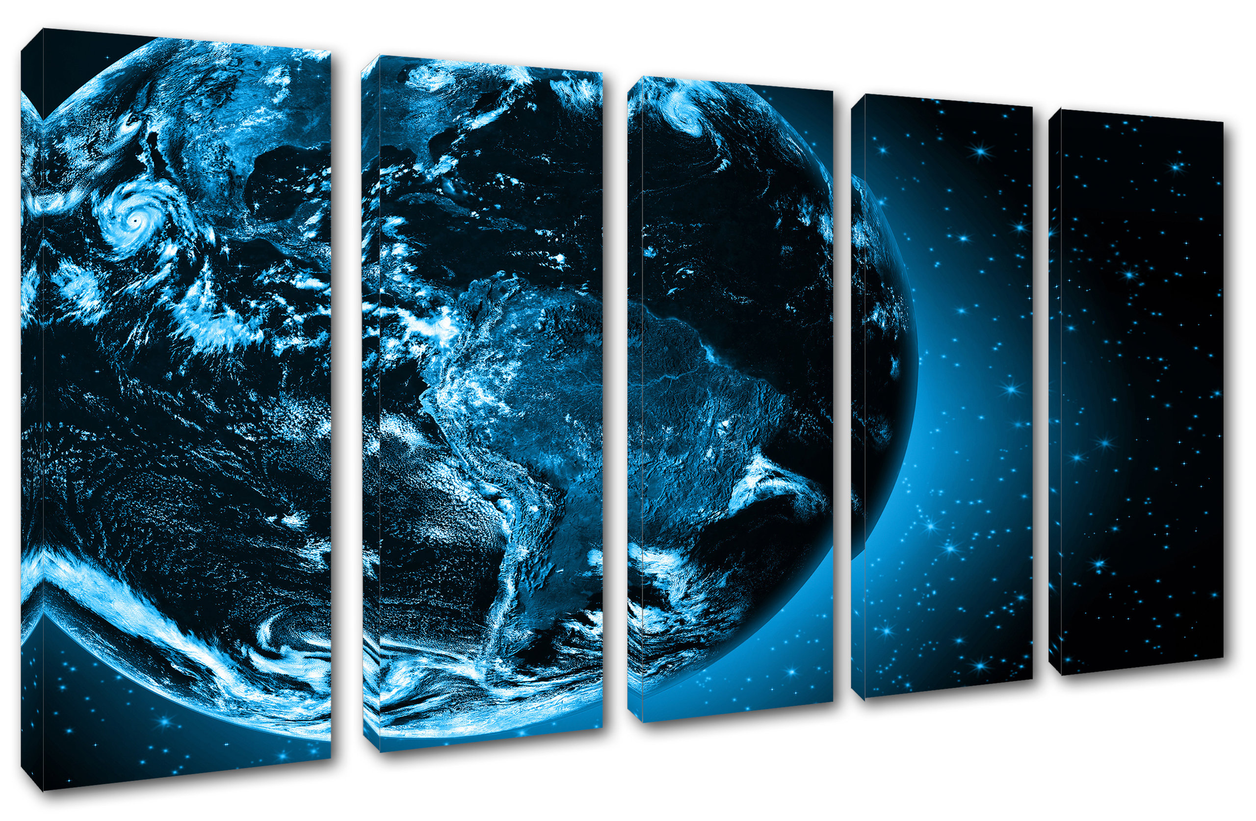 Dark Blue Earth, From Space, Canvas Print, 5 Panel Split Wall Art ...