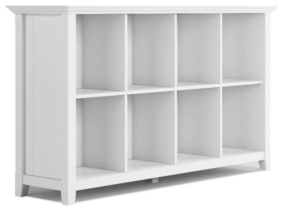 Acadian SOLID WOOD 57 inch Wide 8 Cube Storage Sofa Table in White ...