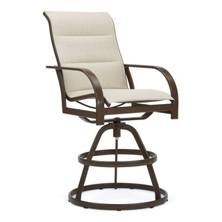 Key West Padded Sling High Back Swivel Bar Stool - Transitional ...
