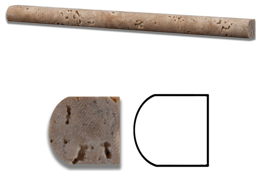 Sample of Walnut Travertine Hon. 3/4 X 12 Bullnose Liner - Traditional ...