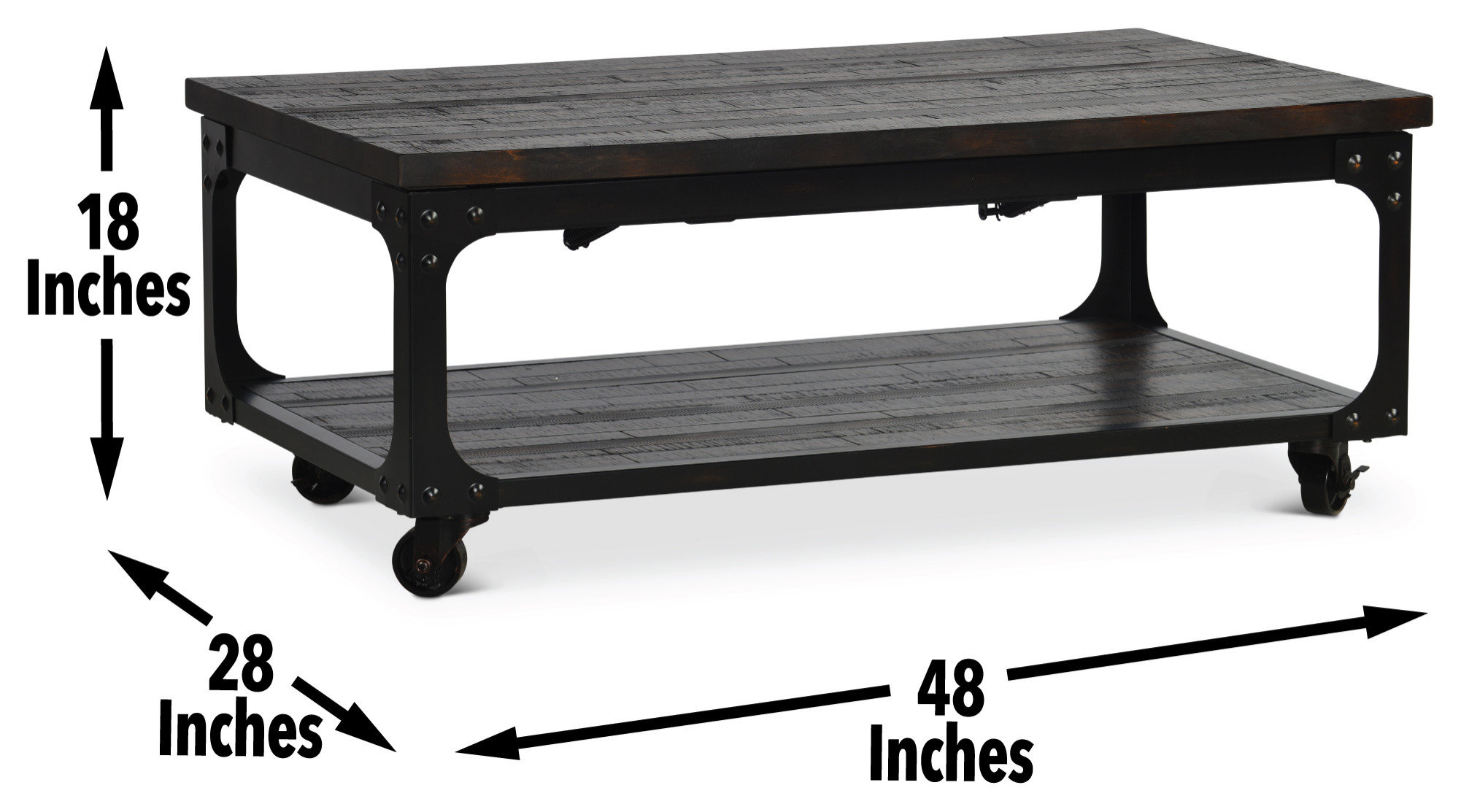 Sherlock Lift Top Cocktail Table With Casters - Industrial - Coffee ...