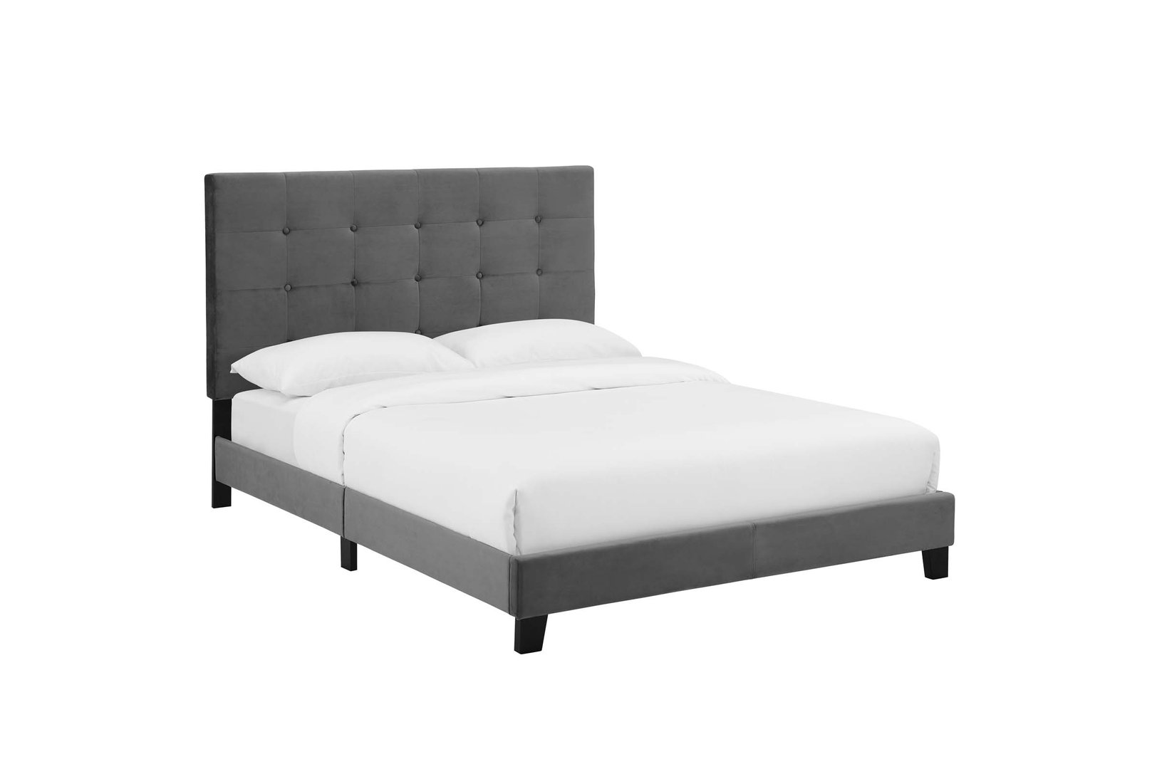 Melanie Queen Tufted Button Upholstered Performance Velvet Platform Bed ...