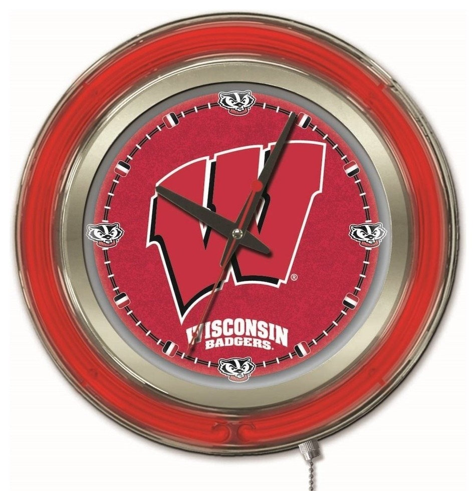 Wisconsin "W" Neon Clock - Contemporary - Wall Clocks - by Holland Bar ...