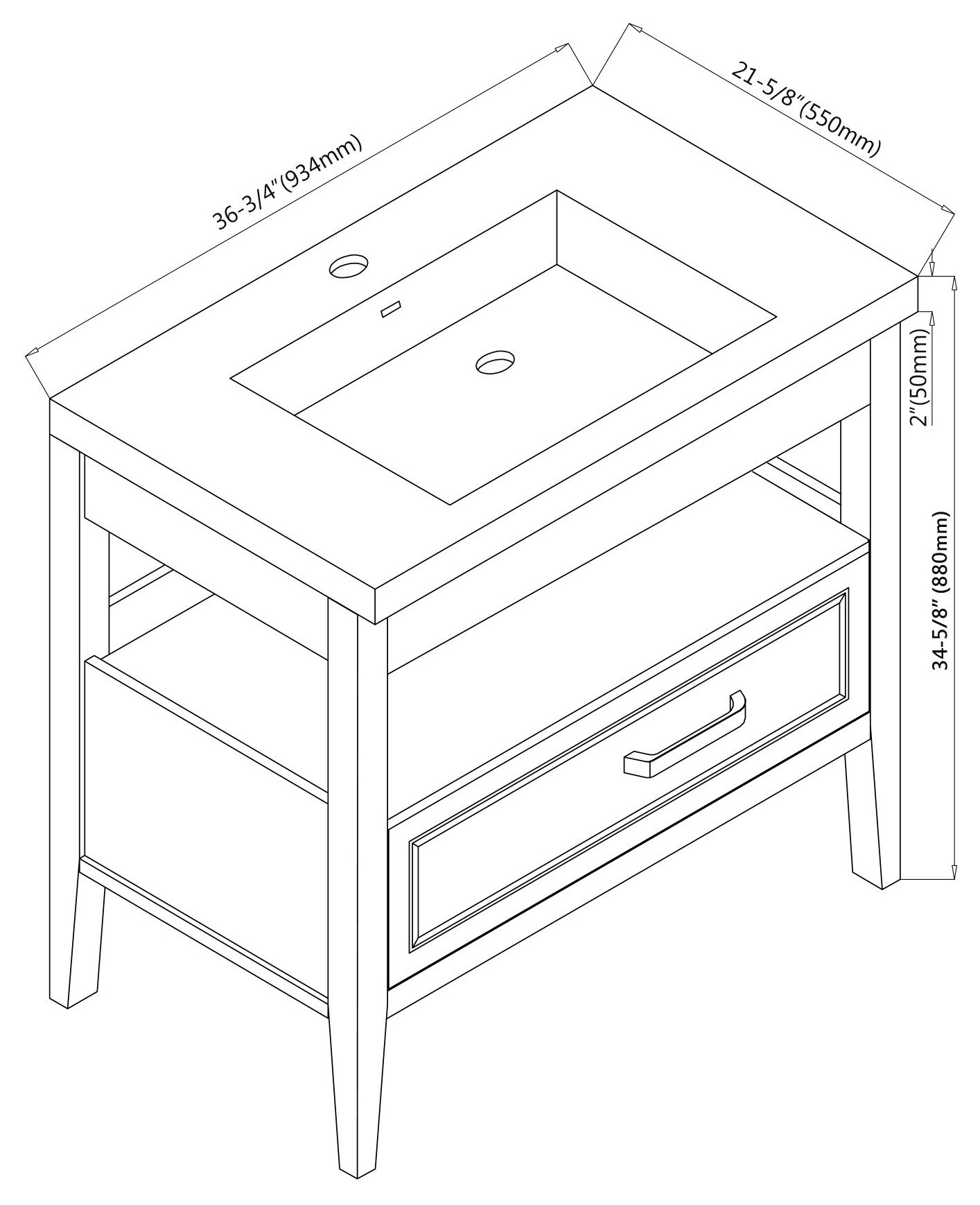 Adams Bathroom Vanity Set, 36" - Transitional - Bathroom Vanities And ...