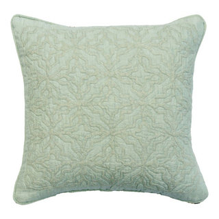 Decorative Quilted Bouclet Embroidery Blue Linen Throw Pillows For ...