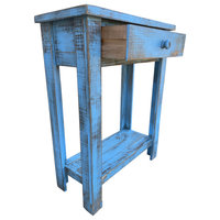 Small Accent Table With Drawer, Blue - Farmhouse - Side Tables And End ...