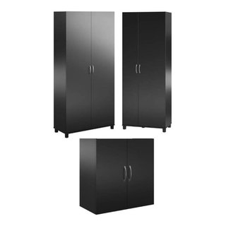 Home Square 3-Piece Set with 36" Utility Tall Storage Cabinet 24" Wall ...