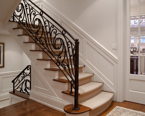 French Country Wrought Iron Railing Staircase | Houzz