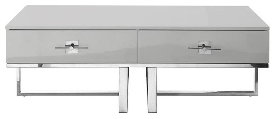 Posh Living Mano 2-Drawers Stainless Steel Base Coffee Table - Black ...
