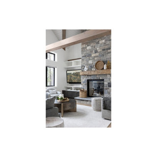 Transitional Modern Great Room with Custom Media Unit - Transitional ...